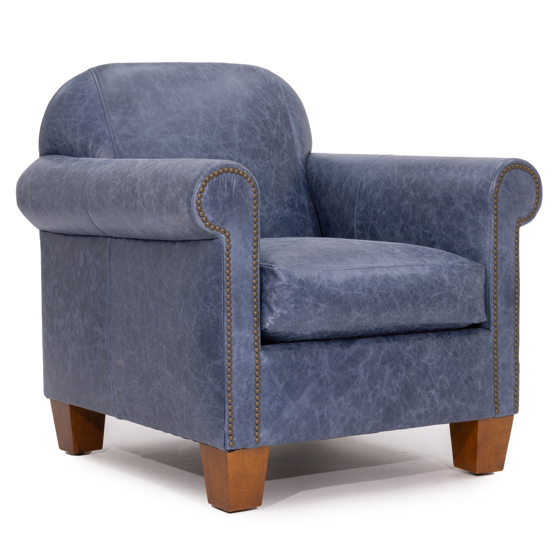 Hamilton Arm Chair Denim Top Grain Leather – Zentique
