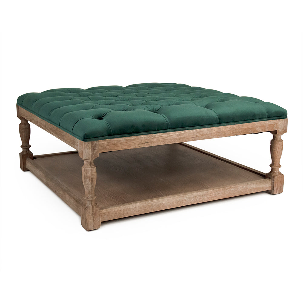 Green Velvet Square Tufted Ottoman – Zentique